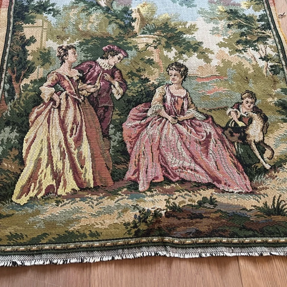 Wall Decor | 2 Vintage Pastoral Scene Needle Point Tapestry French ...